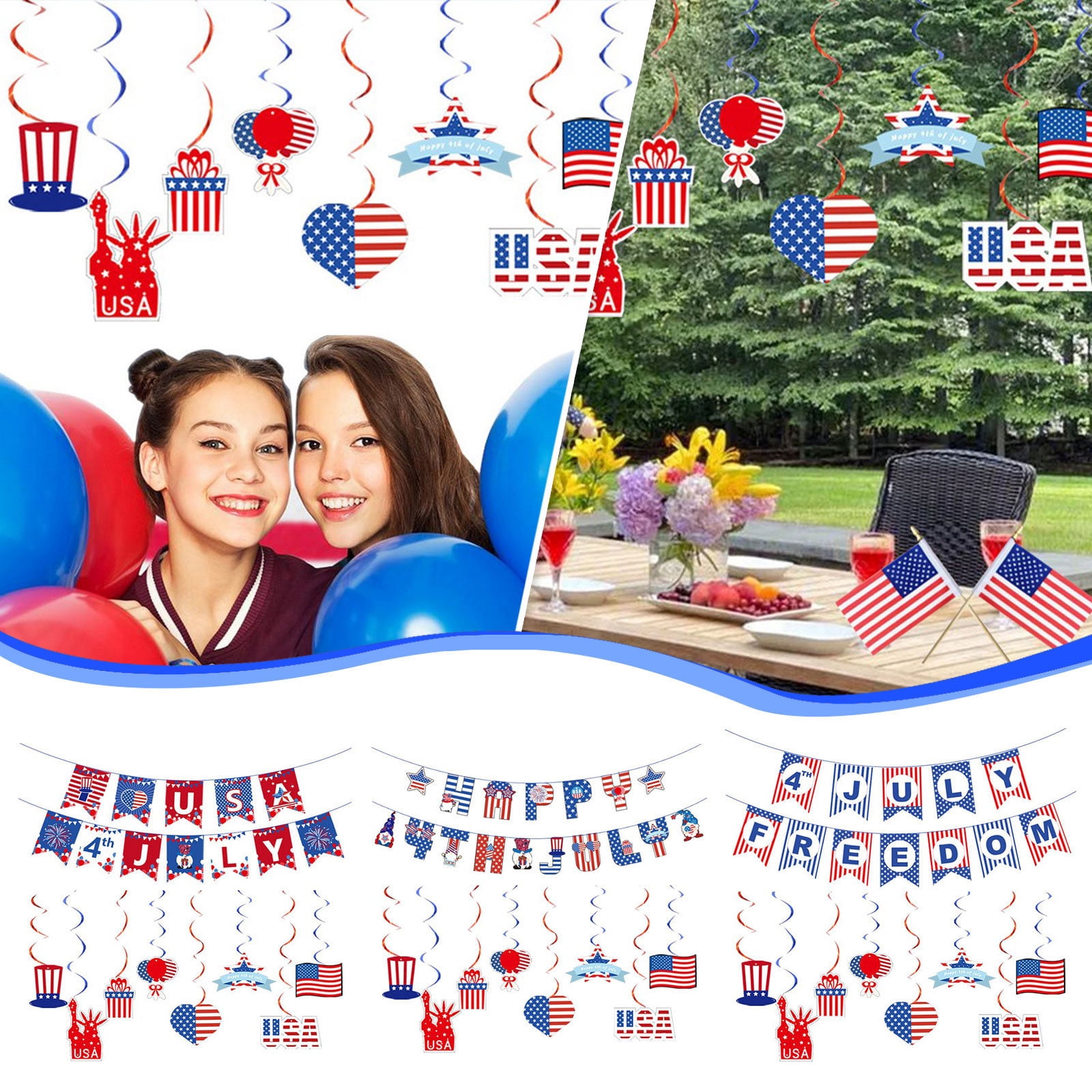 HBBKVI Patriotic Party Banner, Party Supplies Banner for Independence ...