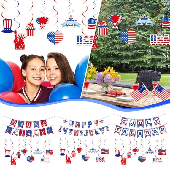 HBBKVI Patriotic Party Banner, Party Supplies Banner for Independence ...