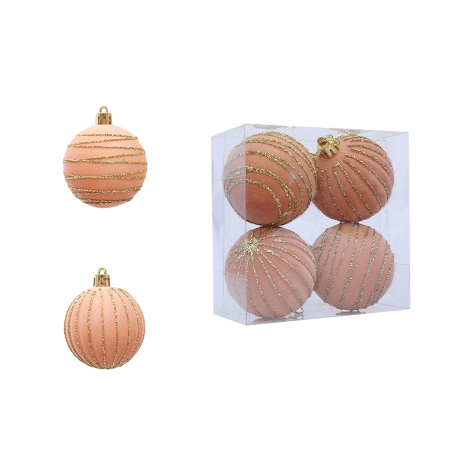 HBBKVI Set of 12 Orange Flocked Christmas Ball Ornaments, 2.4in Glitter ...