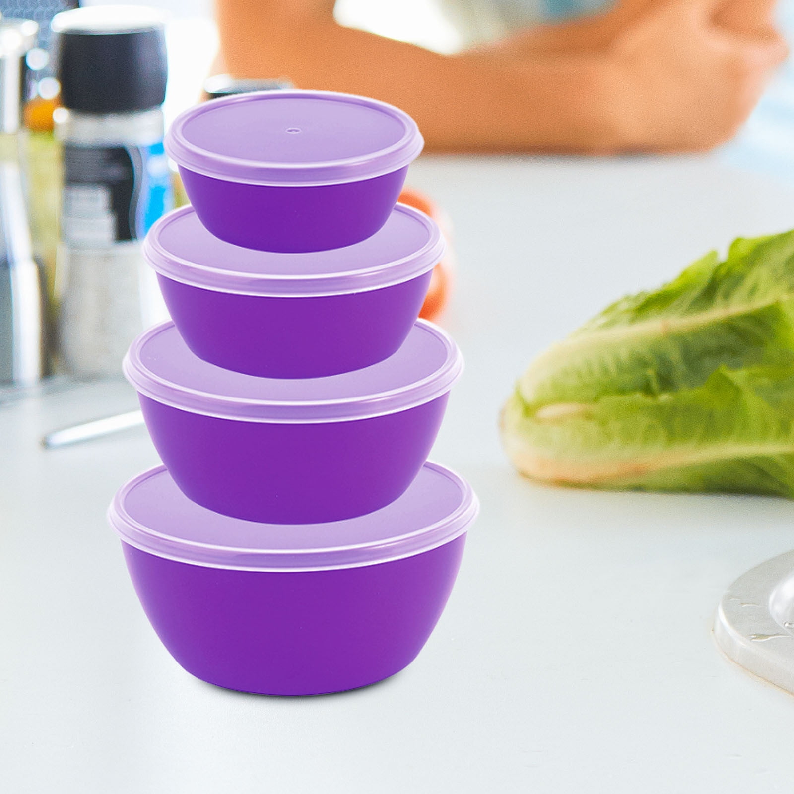 HBBKVI Set of 4 Food Storage Containers with Lids, Stackable Food ...