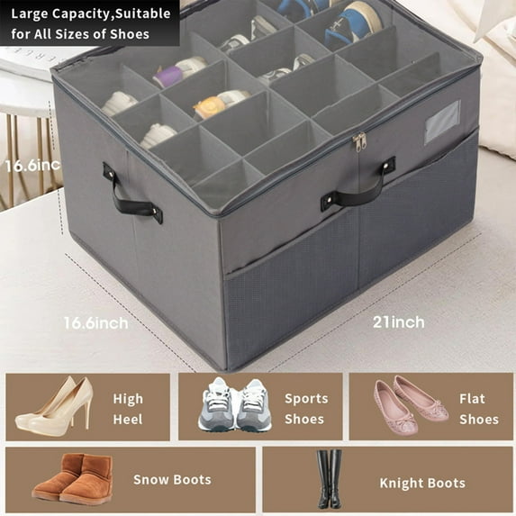 HBBKVI Shoe Storage Box Fabric Foldable with Transparent Lid Shoe ...