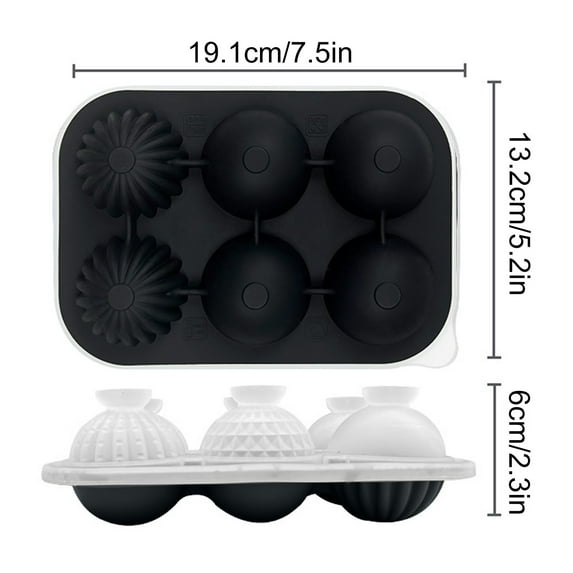 HBBKVI Silicone Ice Cube Mold with Spherical and Angular 2 Inch Ice ...