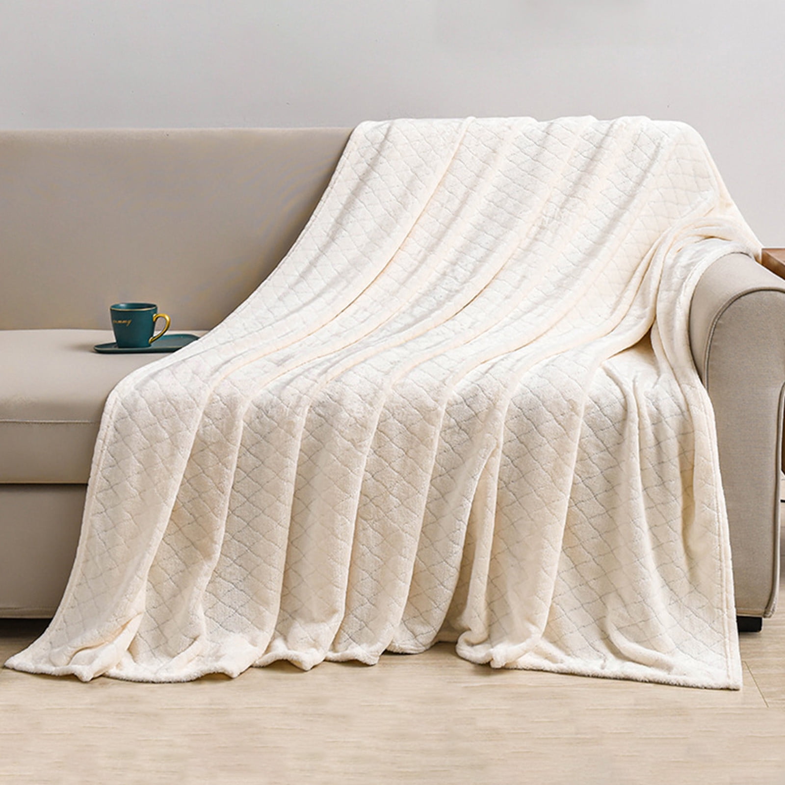 HBBKVI Soft Diamond‌ Throw Blanket 28" × 39", White Throw Blanket for ...