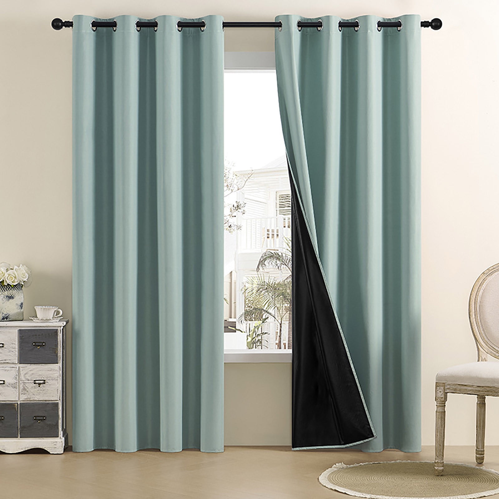 HBBKVI Grommet Blackout Curtains 52" × 63", Noise Reduction Luxury ...