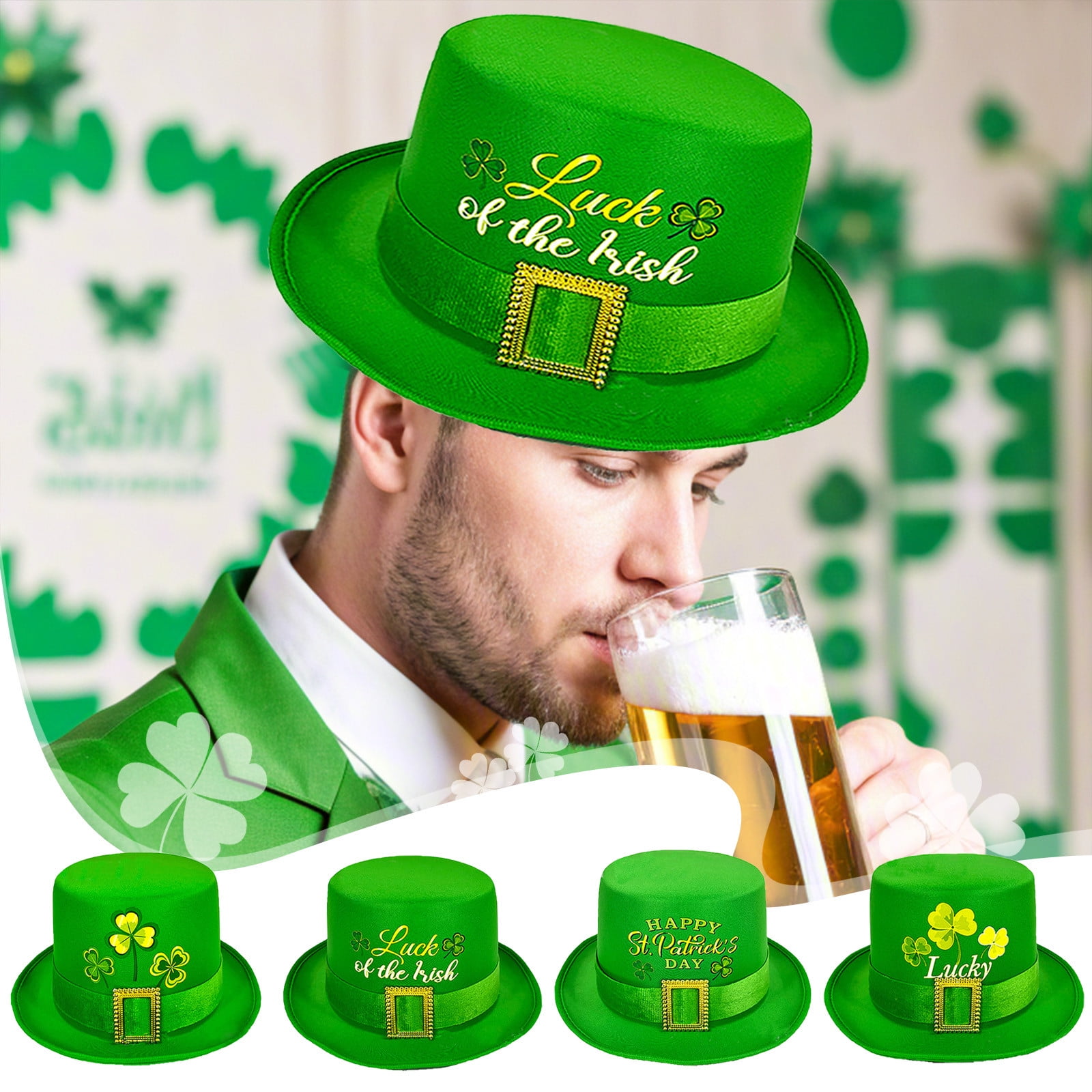HBBKVI St Patricks Day Hat, St Patricks Day Hats with Light St Patrick ...