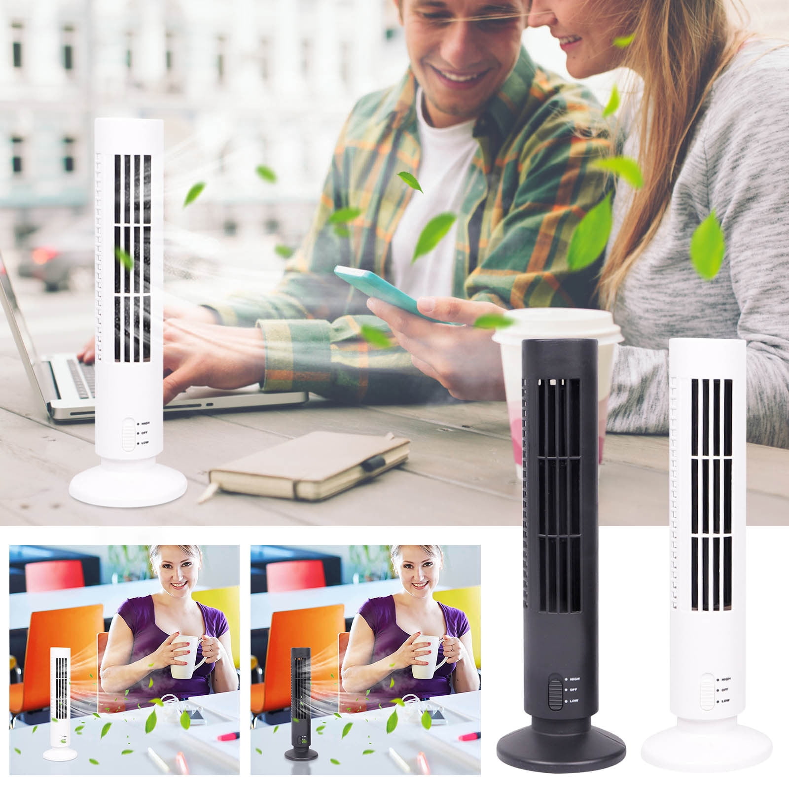 HBBKVI Tower Fan Led Bladeless Fan Tower Fan Mini Vertical Conditioner ...