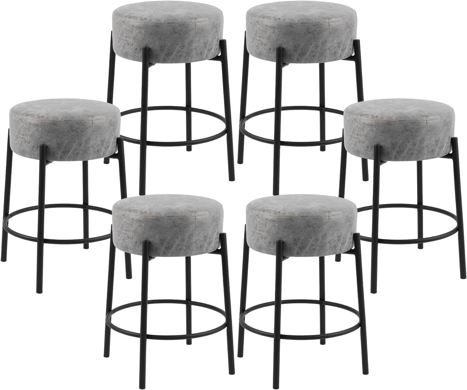 HBBOOMLIFE 24 Inches Modern Counter Bar Stools Round Fabric Upholstered ...