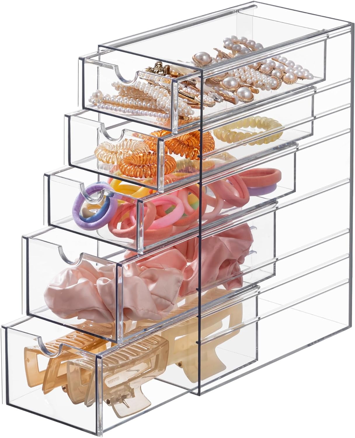 HBBOOMLIFE Clear Acrylic Hair Accessories Organizer Hair Storage Box ...