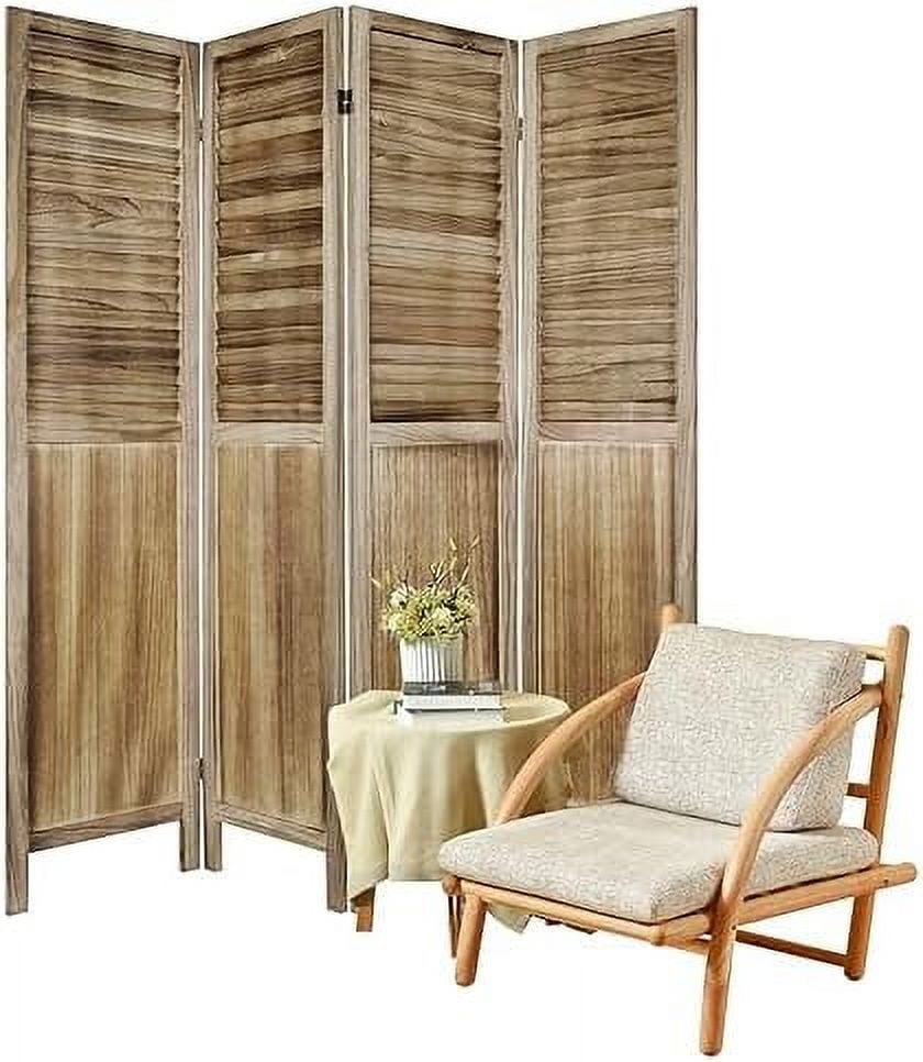 HBBOOMLIFE Room Divider 4 Panel with Louvered Design 5.6ft Tall Wood ...