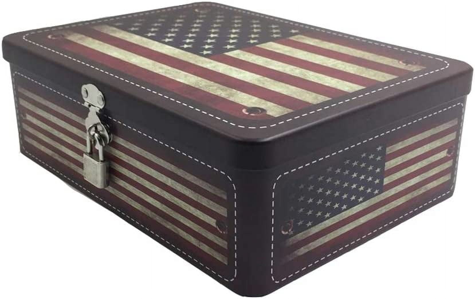 DremFaryoyo Secret Storage American Flag Box - Vintage Letter Cookies Container Metal Tin Case ...