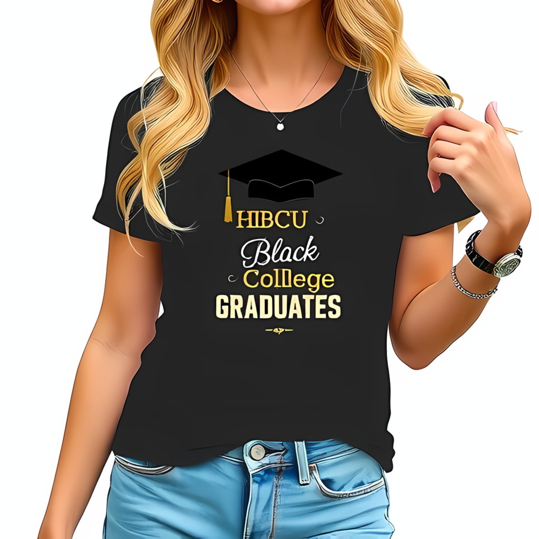 HBCU Black College Graduates Cotton Short Sleeve T-Shirt with Gold ...