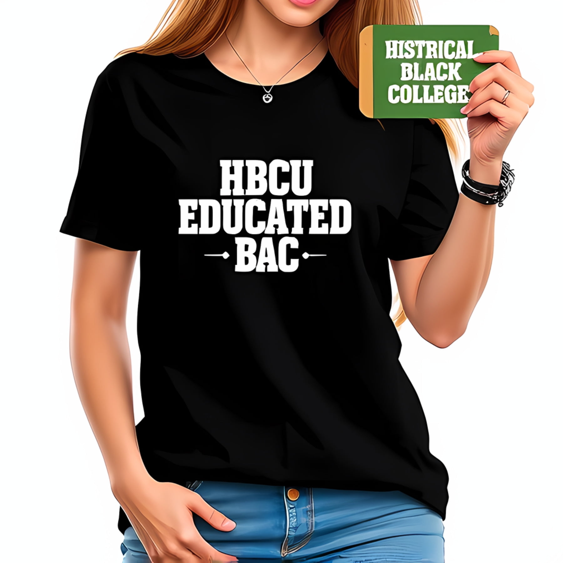 HBCU Educated BAC Cotton Short Sleeve T-Shirt - Bold White Lettering on ...