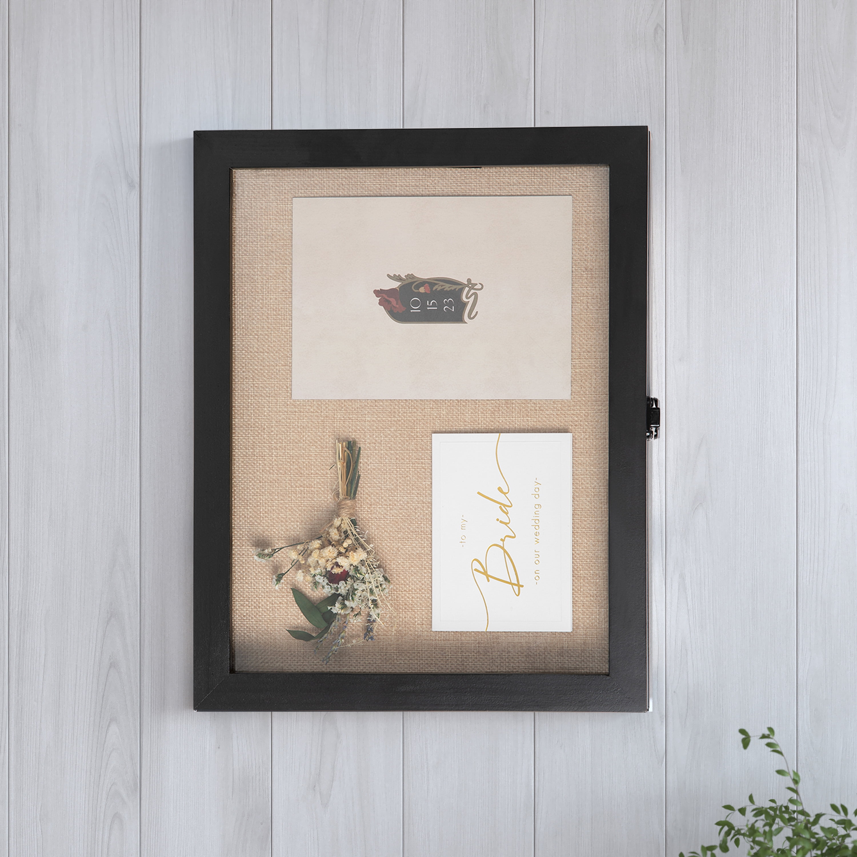 HBCY Creations 11x14 Black Wood Shadow Box Display Case - Solid Wood ...