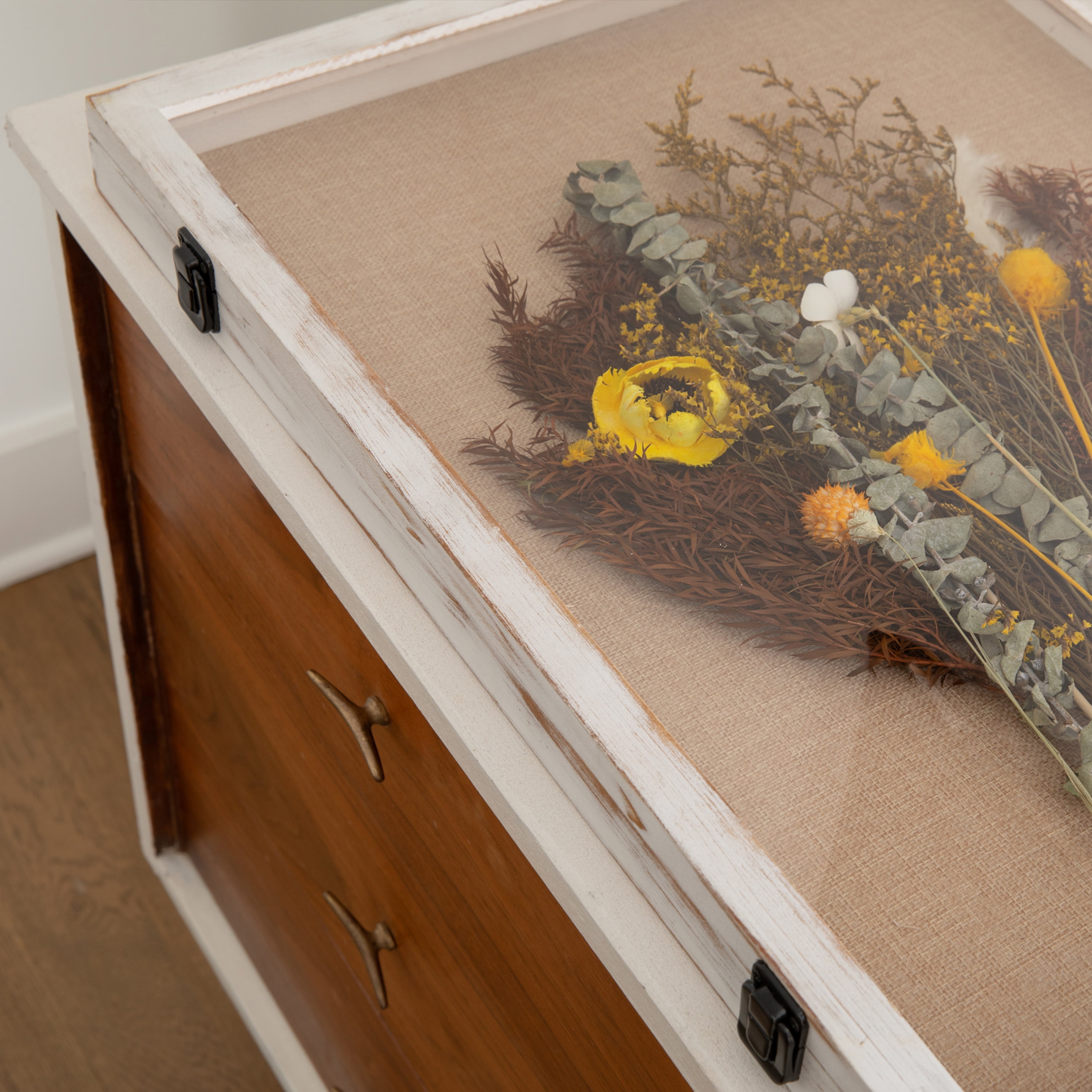 HBCY Creations 18x24 Whitewash Wood Shadow Box Display Case - Solid ...