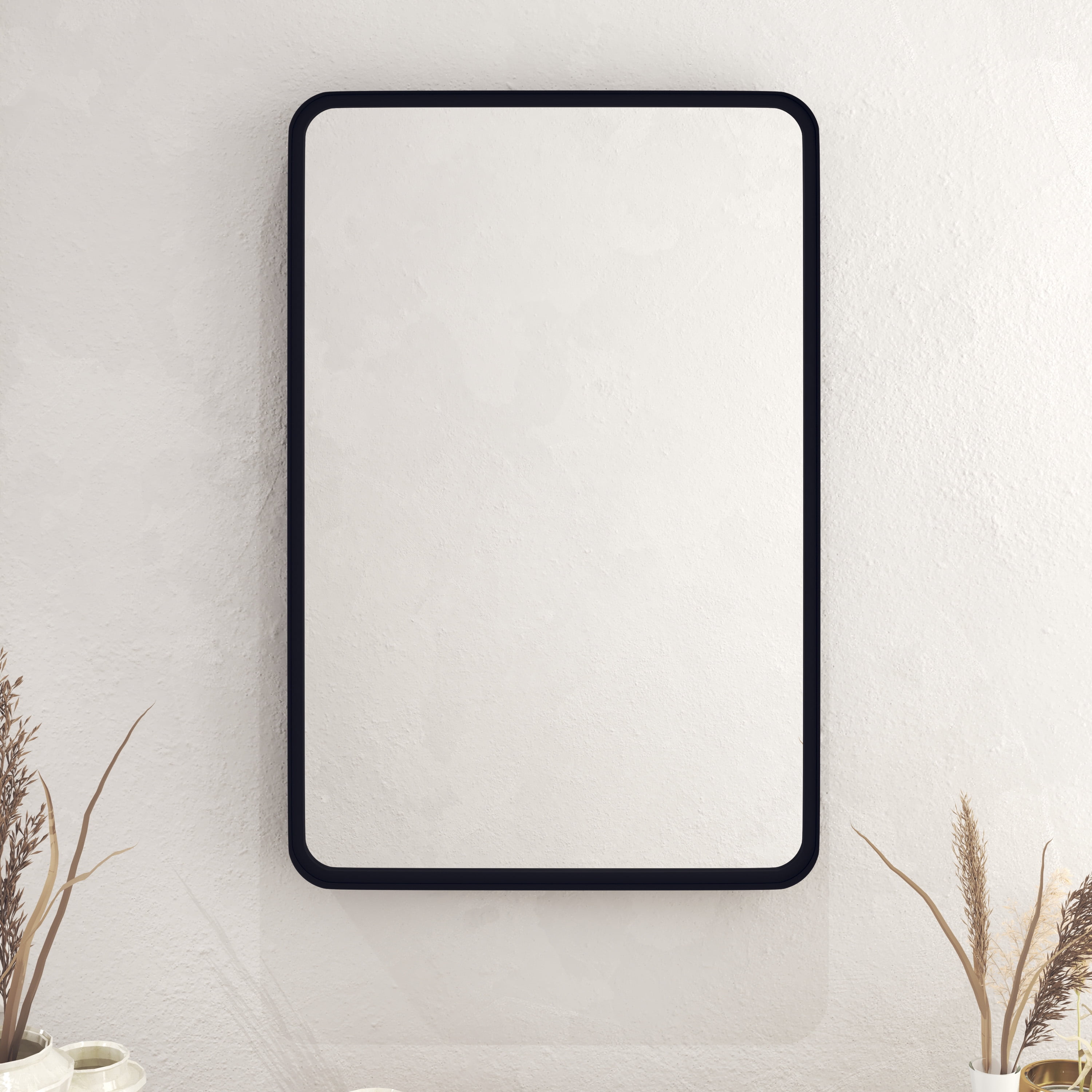 HBCY Creations 20" x 30" Black Mirror for Wall - Sturdy Metal Framed ...