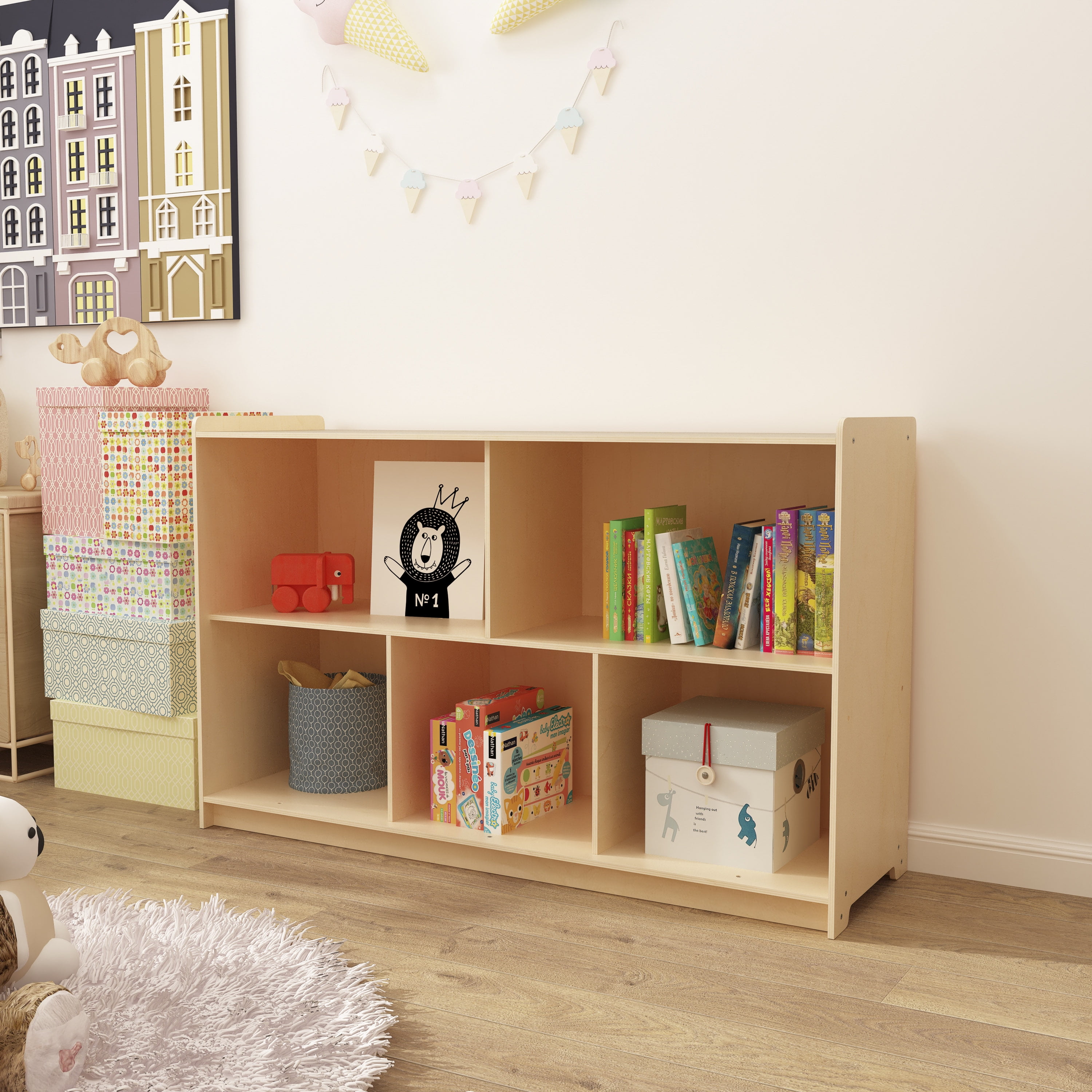 HBCY Creations 5 Section Storage Cabinet - 48"W x 15"D x 30"H ...
