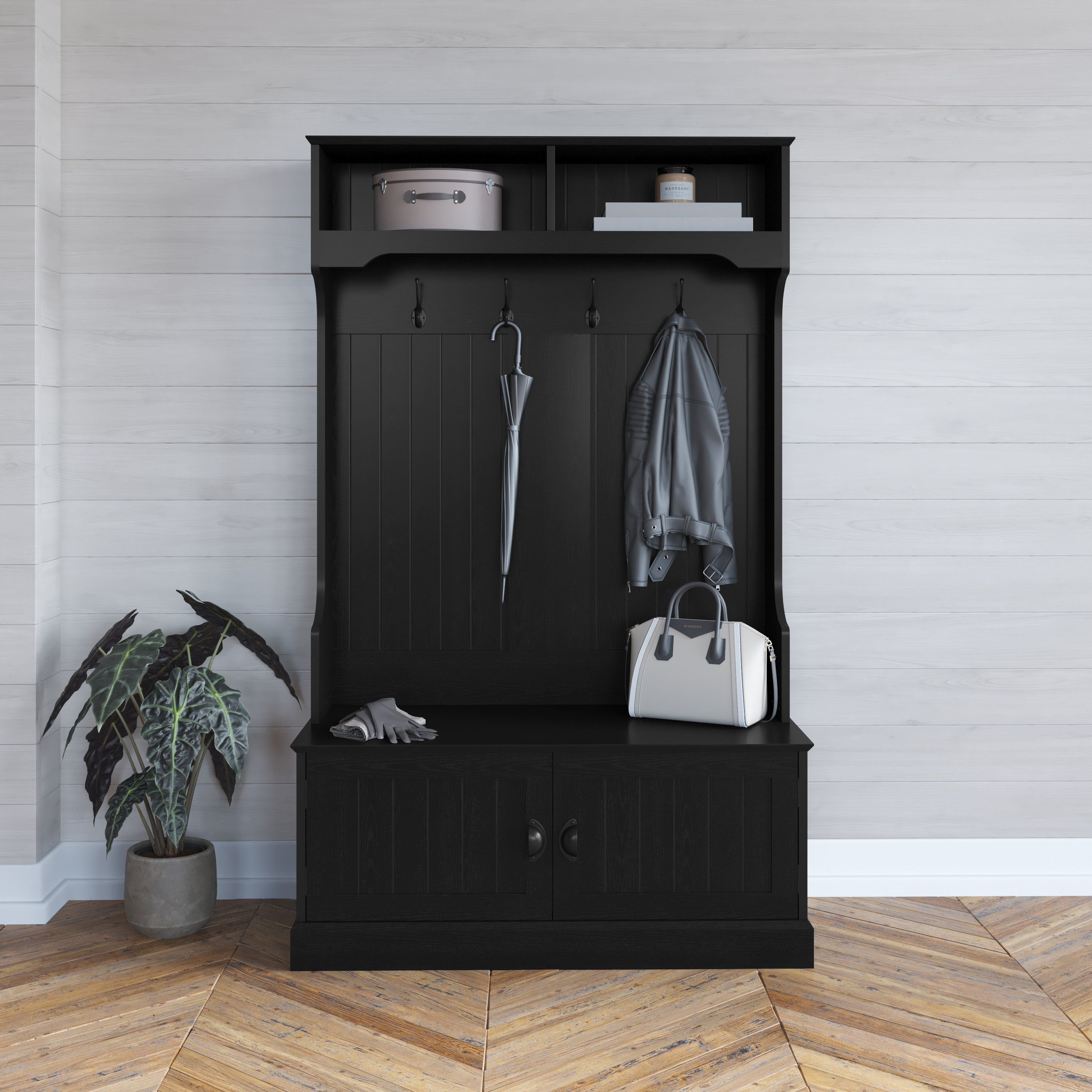 HBCY Creations Hall Tree 40" Wide With Double Door Entryway Storage ...