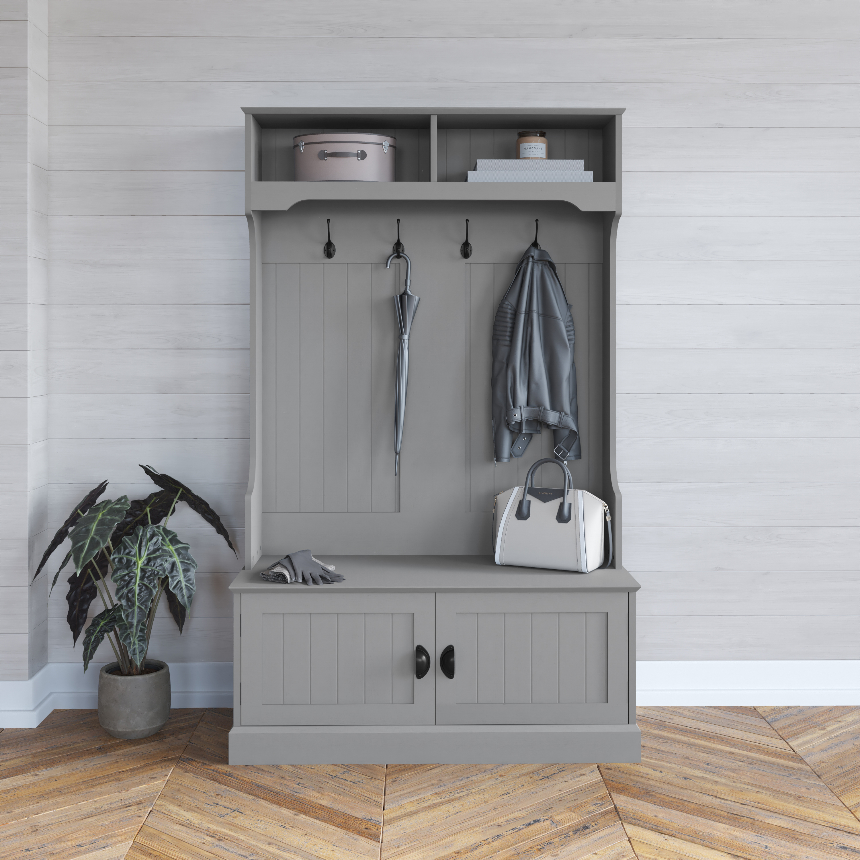 HBCY Creations Hall Tree with Storage Bench, Gray - Walmart.com