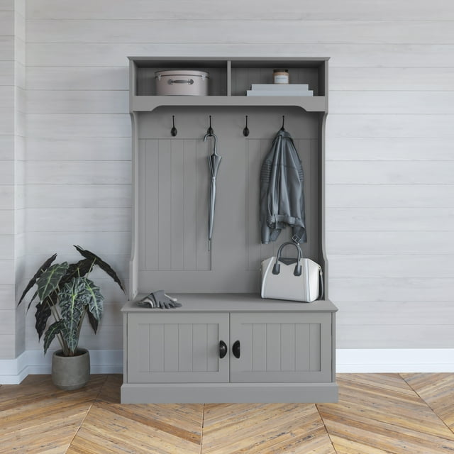 HBCY Creations Hall Tree with Storage Bench, Gray - Walmart.com