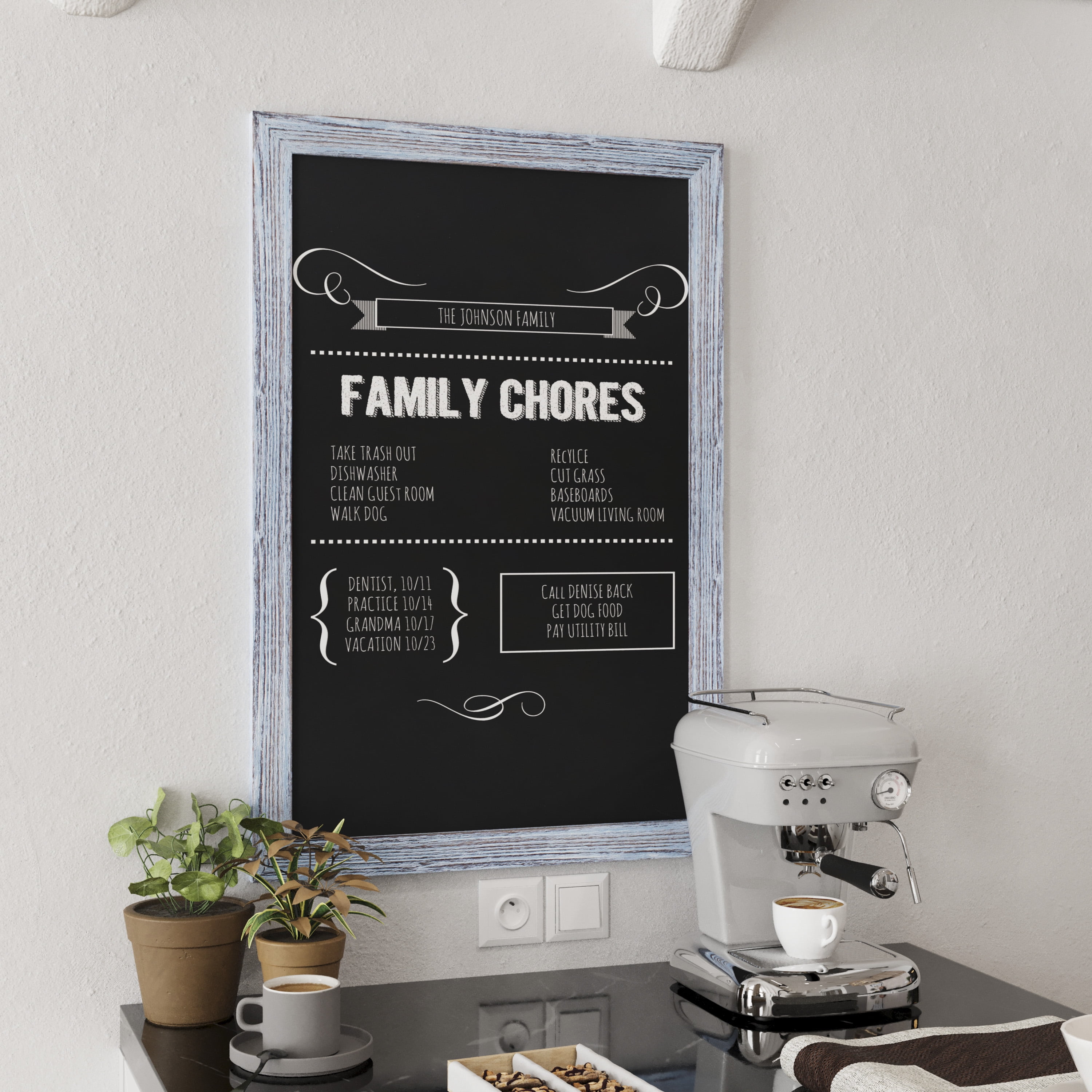 HBCY Creations Rustic Blue Magnetic Wall Chalkboard, Extra Large ...