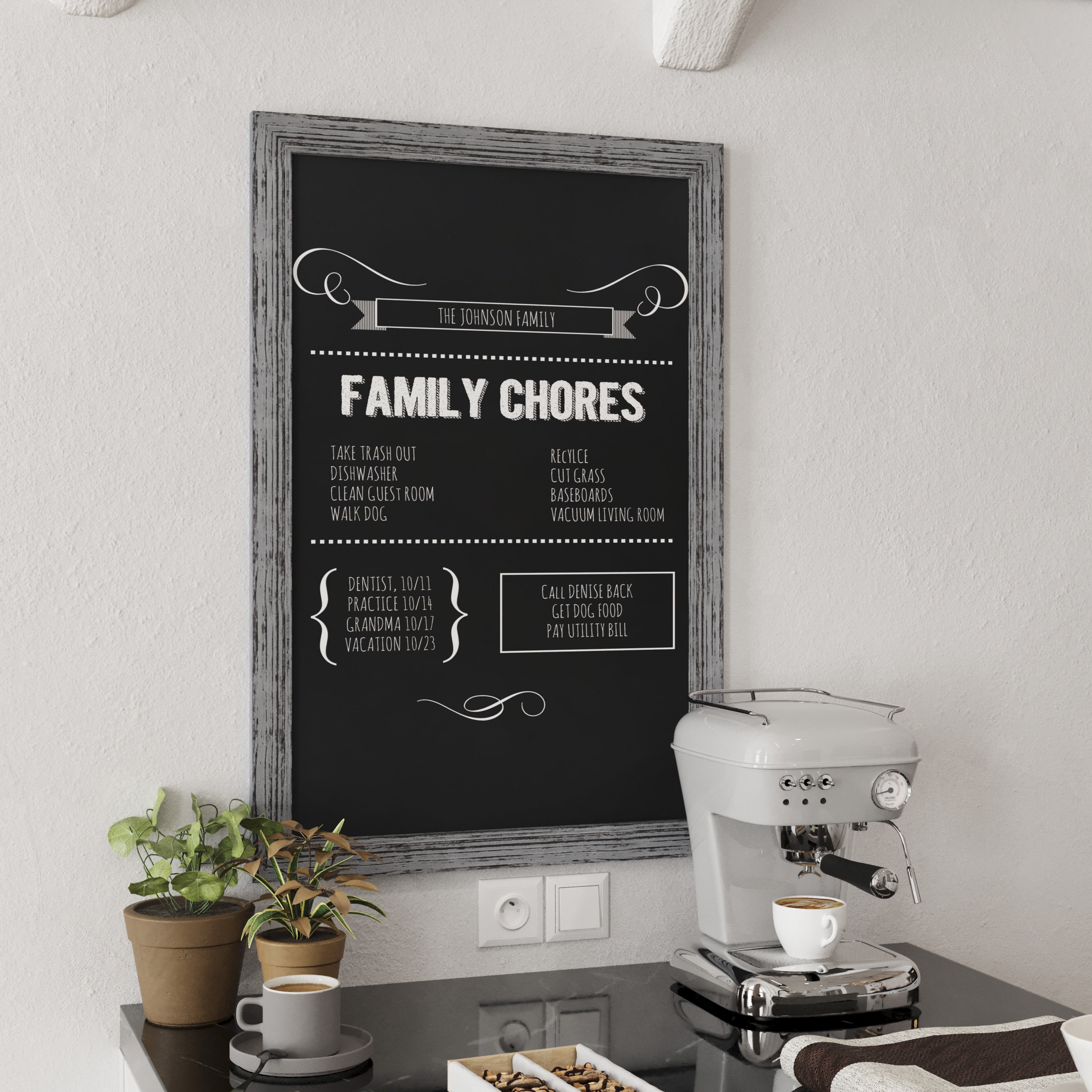 HBCY Creations Rustic Grey Magnetic Wall Chalkboard, Extra Large Size ...
