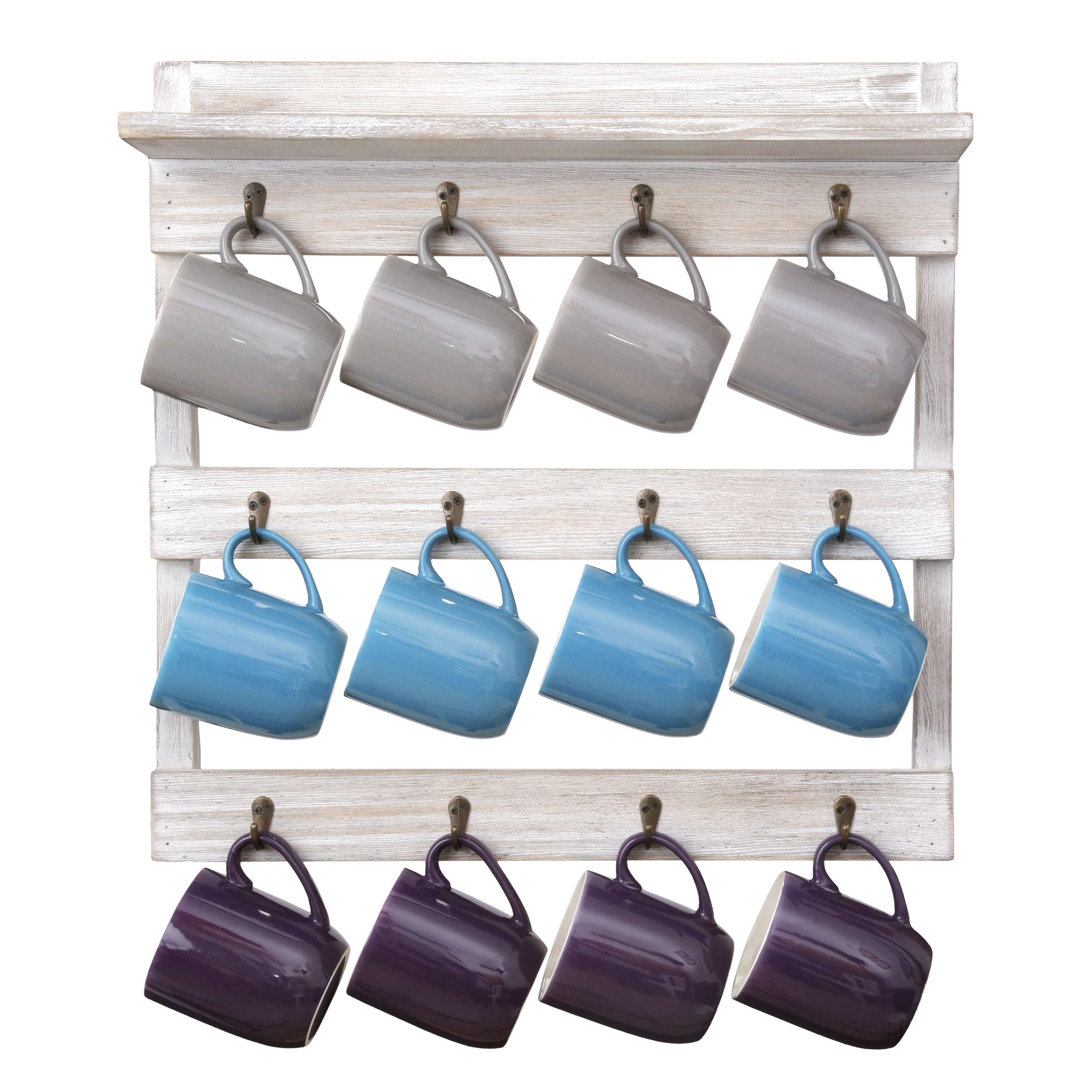 Free Shipping! HBCY Creations Rustic Mug Rack Wall Mounted with Shelf ...