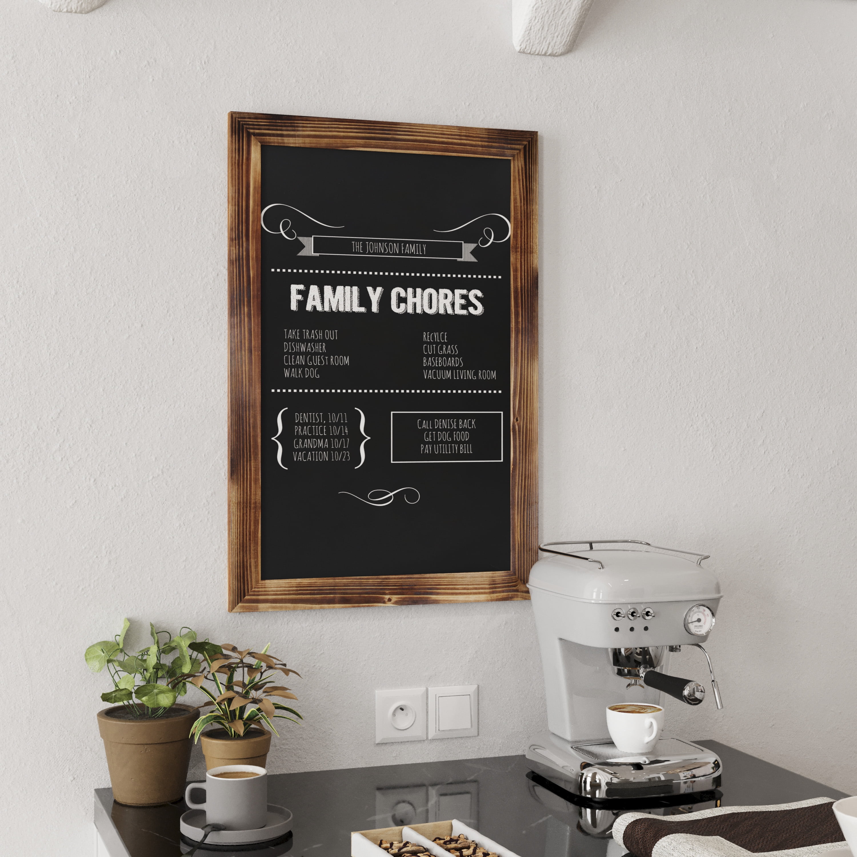 HBCY Creations Torched Brown Magnetic Wall Chalkboard, Extra Large Size ...