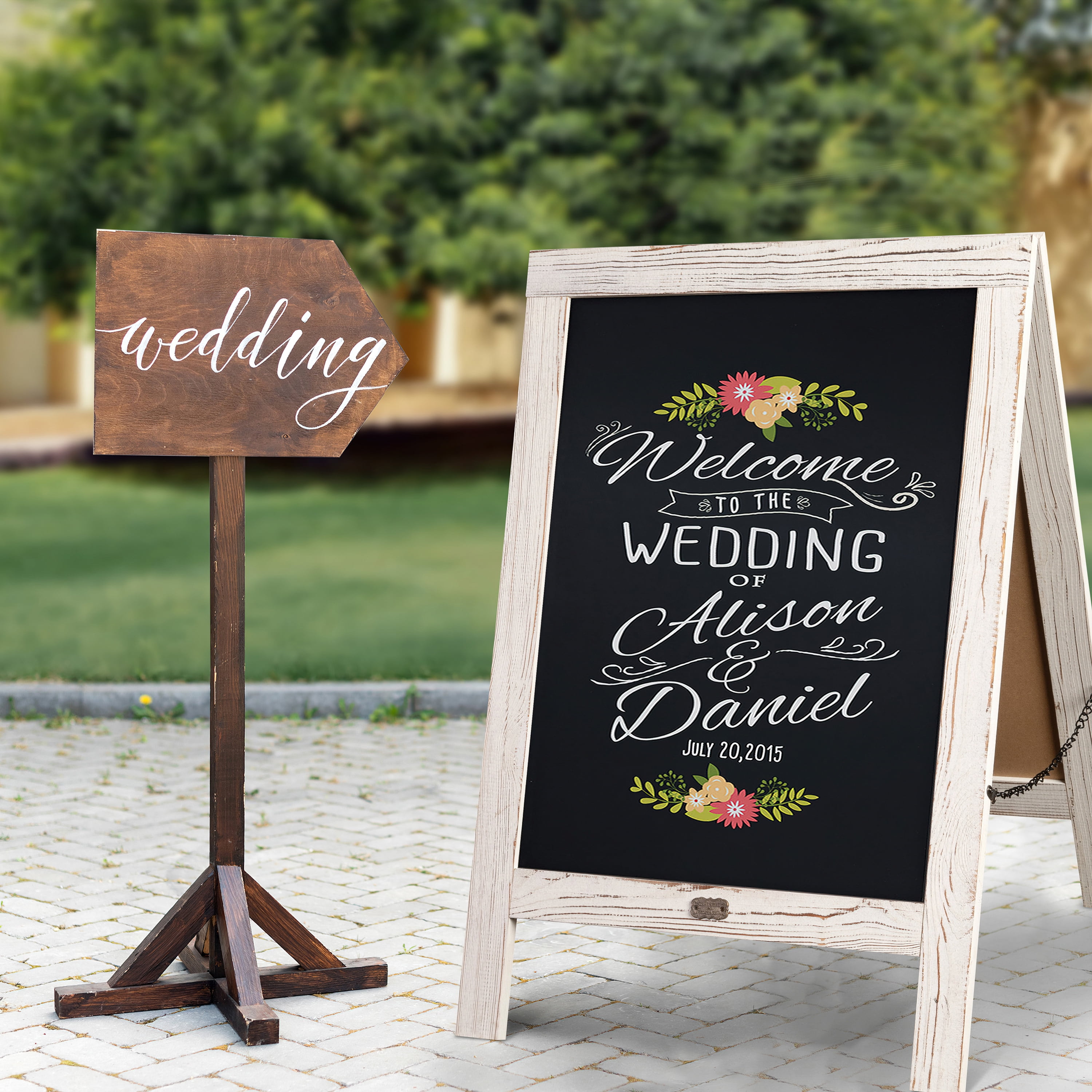 HBCY Creations Vintage Whitewash Wooden A-Frame Chalkboard / Sidewalk ...