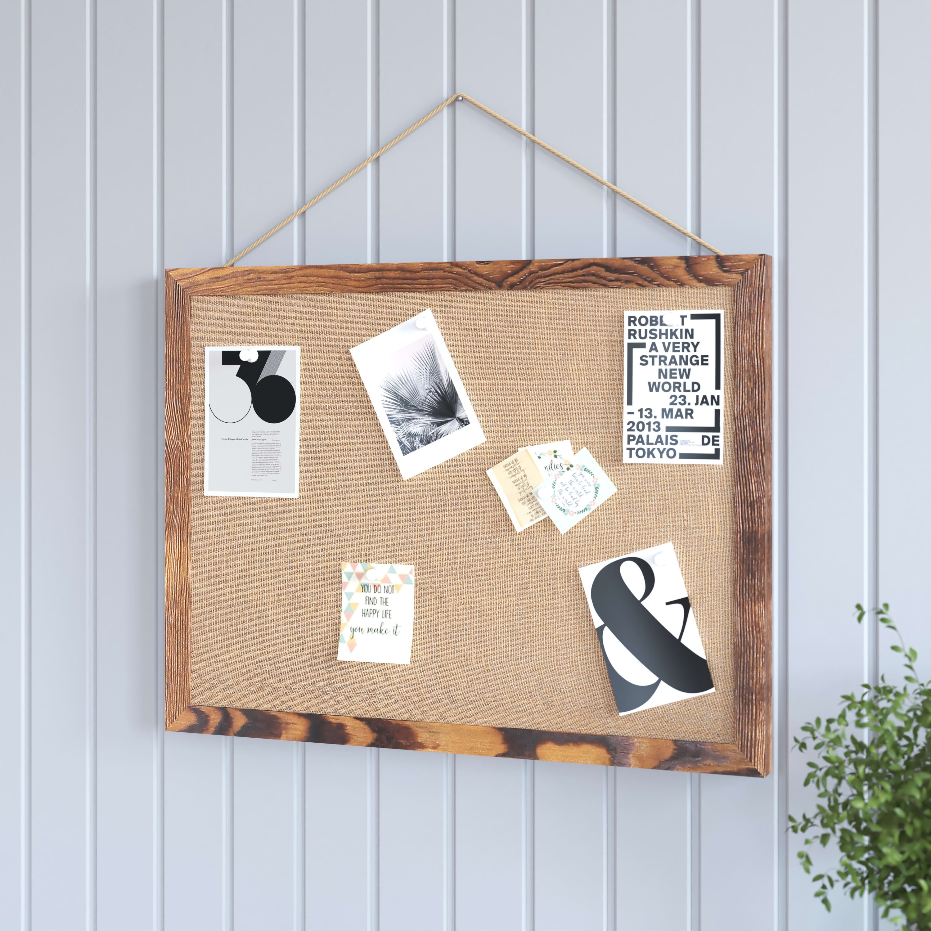 HBCY Creations Wall Mount Torched Wood Linen Board - 18"W x 24"H - 6 ...