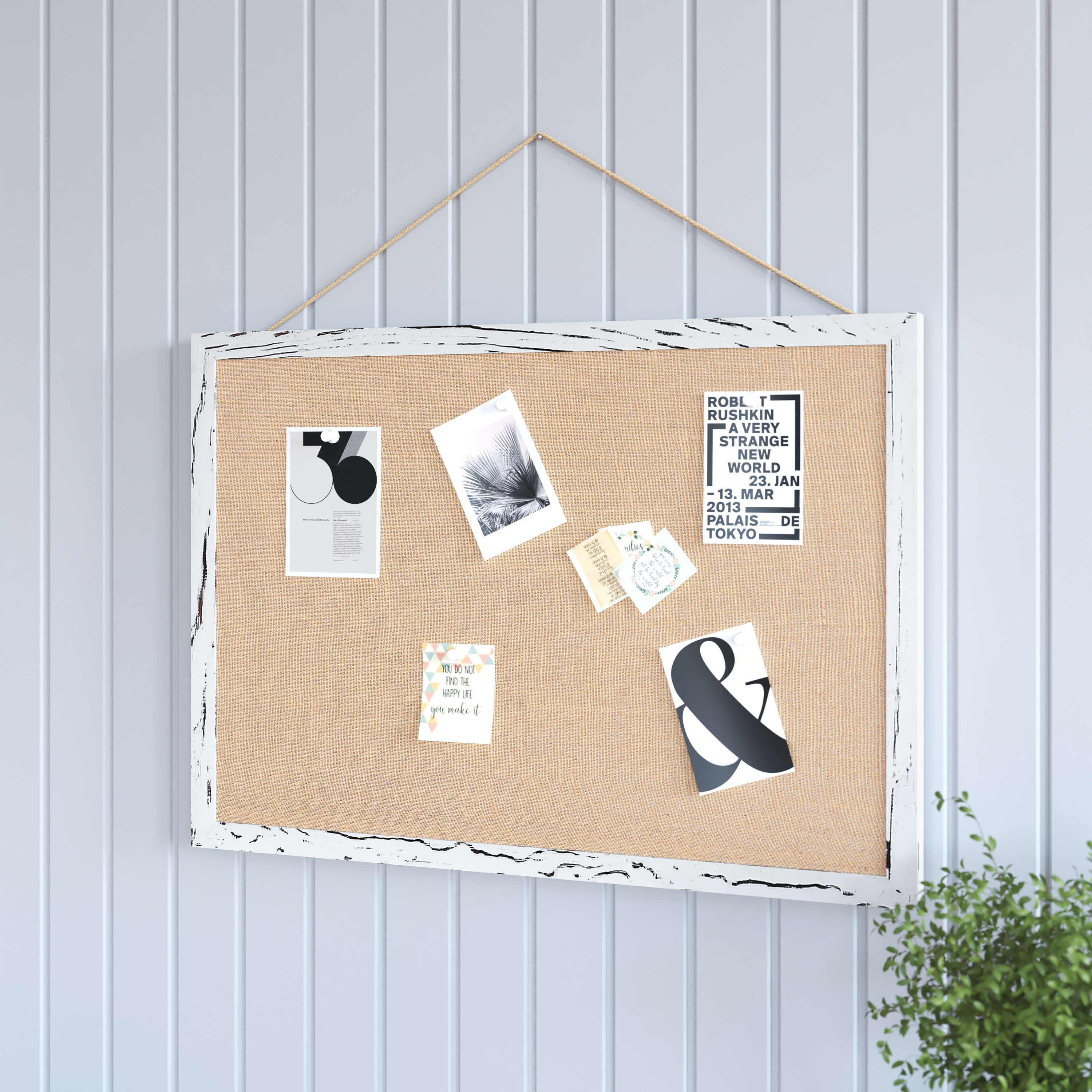 HBCY Creations Wall Mount Whitewashed Linen Board - 20"W x 30"H - 6 ...