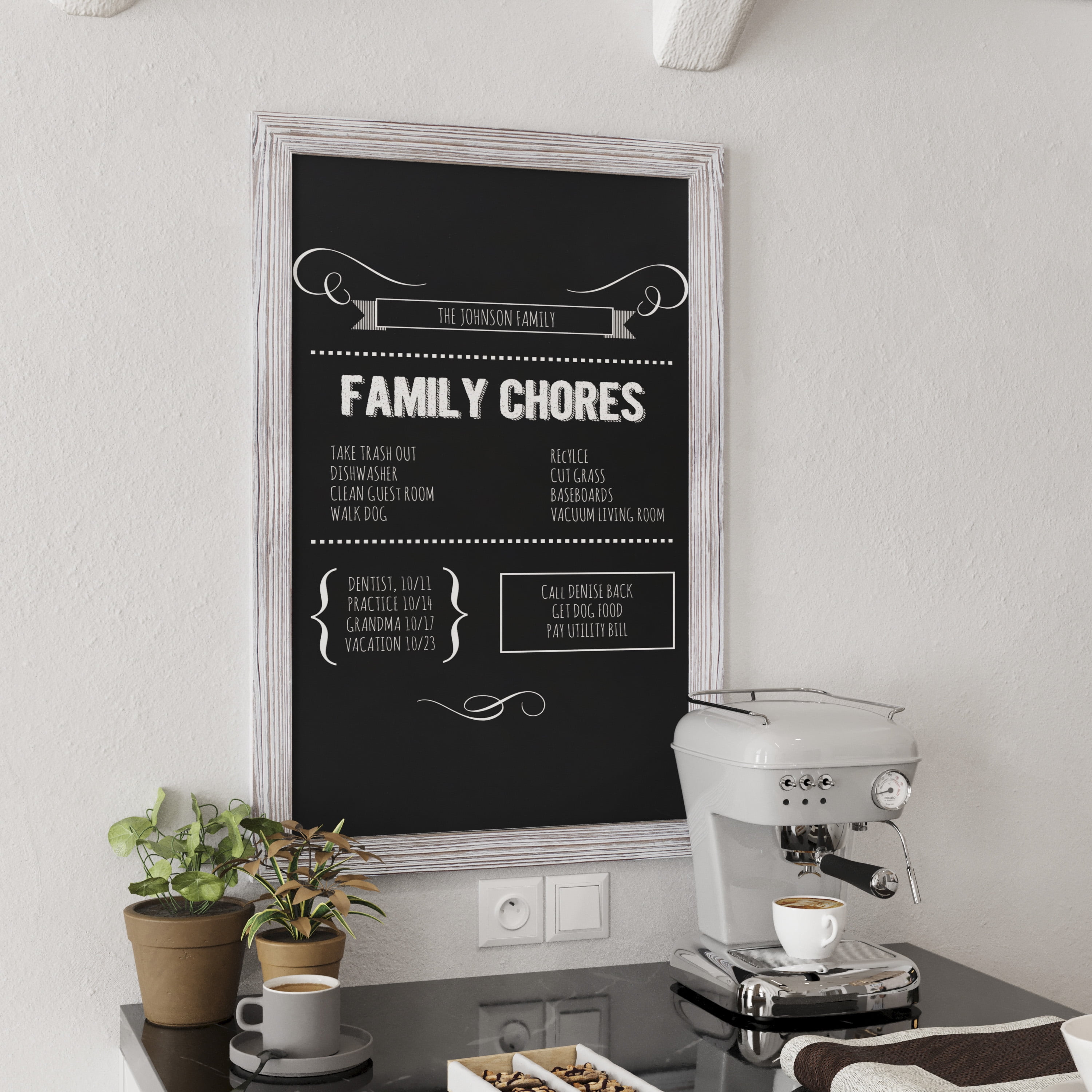 HBCY Creations White Washed Magnetic Wall Chalkboard, Extra Large 24" x ...
