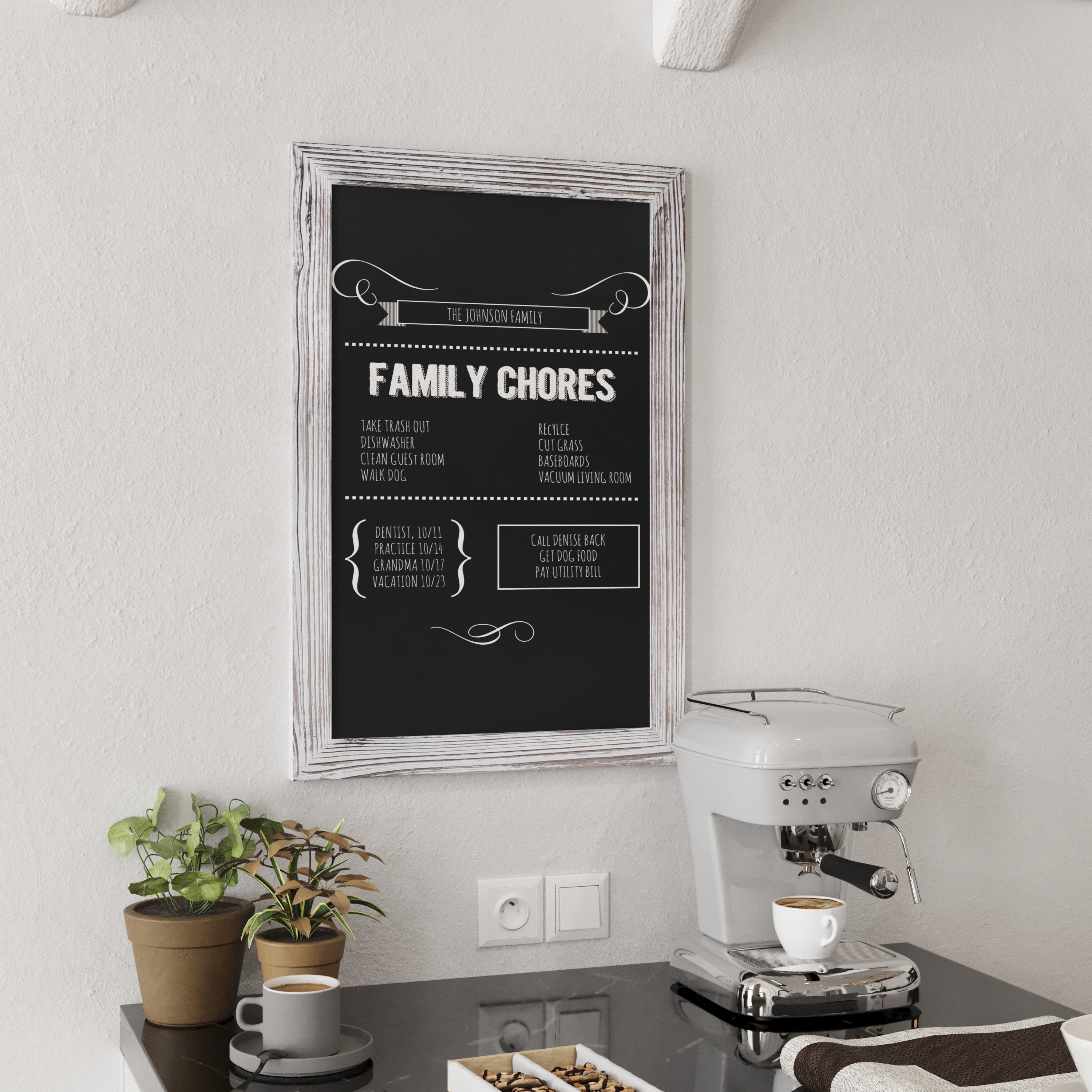HBCY Creations White Washed Magnetic Wall Chalkboard, Extra Large Size ...