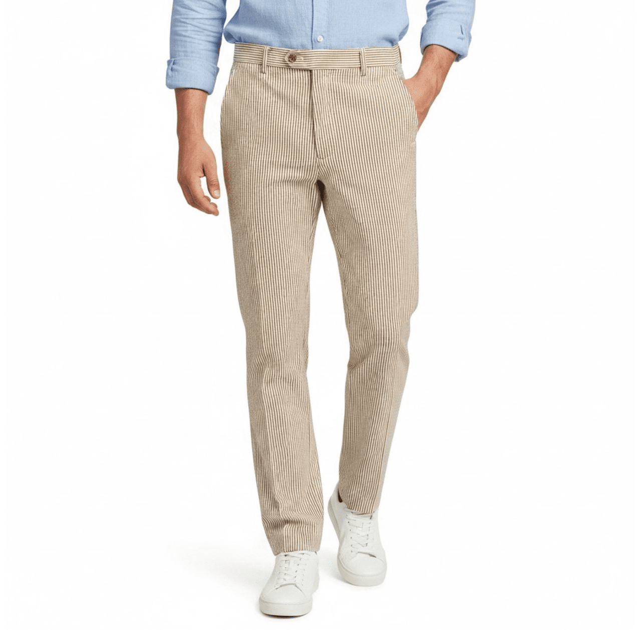 HBDesign Men's Seersucker Dress Pants Lightweight Breathable Striped ...