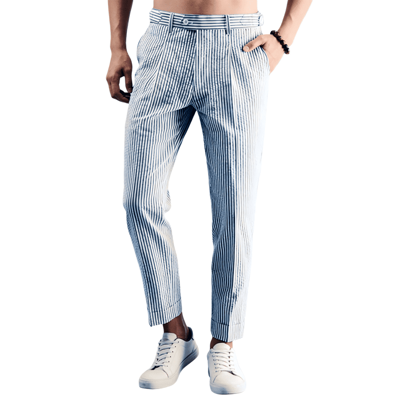 HBDesign Men's Seersucker Striped Pants, Lightweight Breathable Summer ...