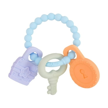 Nuby Natural Teether Silicone Key-Ring Design with Wooden Hoop ...