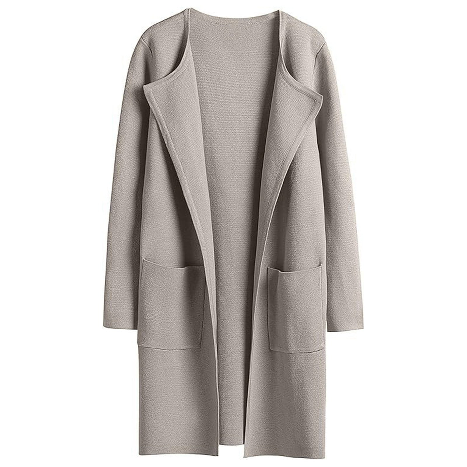 HBFAGFB Cardigan for Women Elegant Lapel Open Front Long Sleeve Trench ...