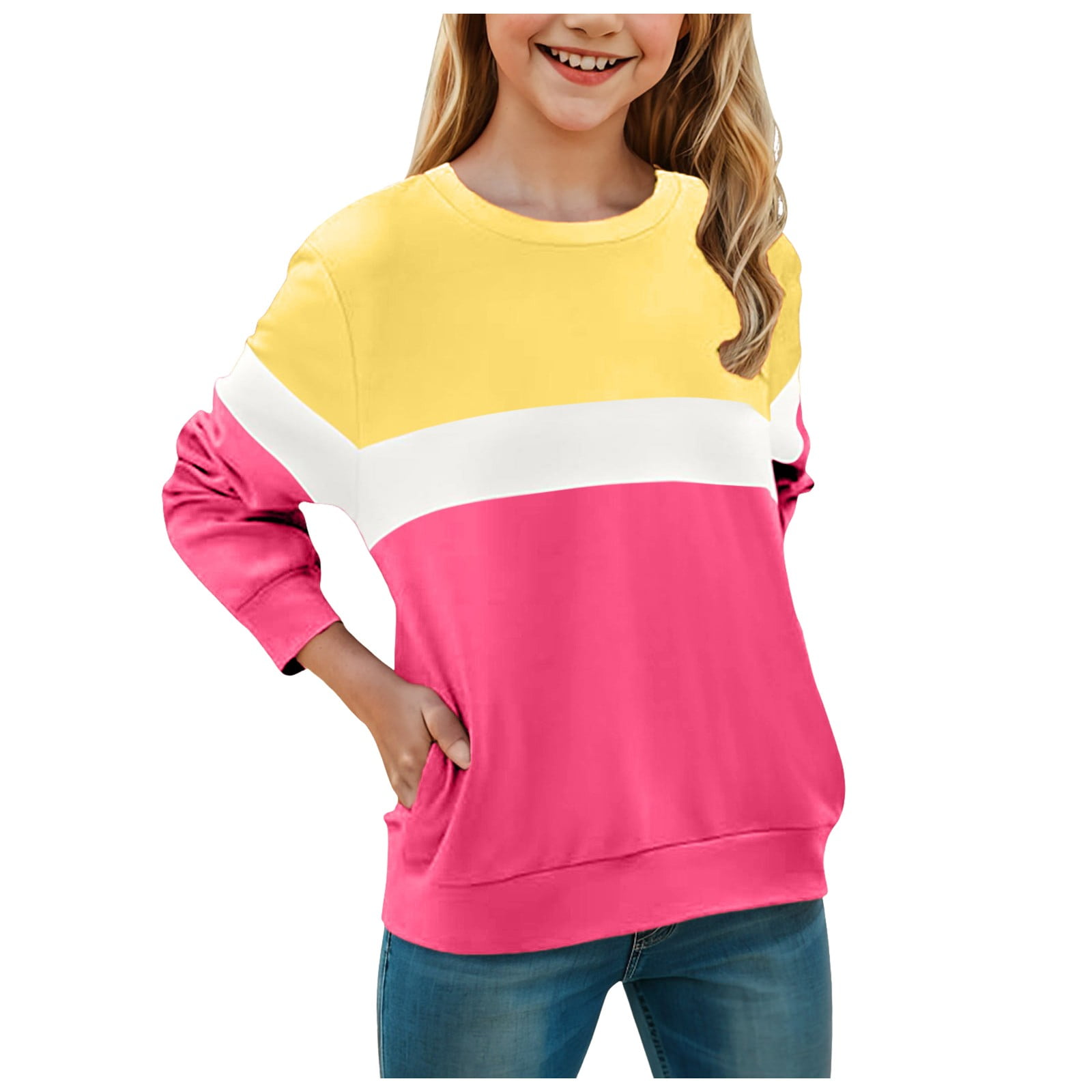 HBFAGFB Crewneck Sweatshirts for Girls Casual and Simple Long Sleeve ...