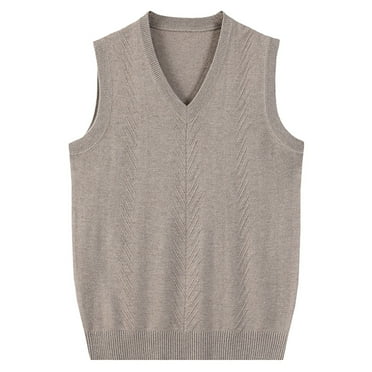 Kallspin Men's Wool Blend Sweater Vest Cable Knit V Neck Knitted ...