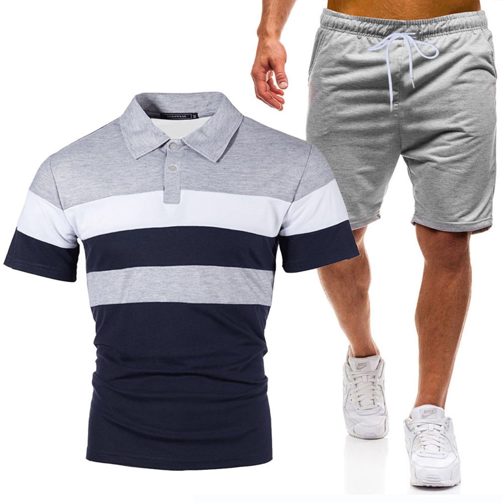HBFAGFB Sweat Suits for Men 2 Piece Sports Fitness Color Block Tops ...