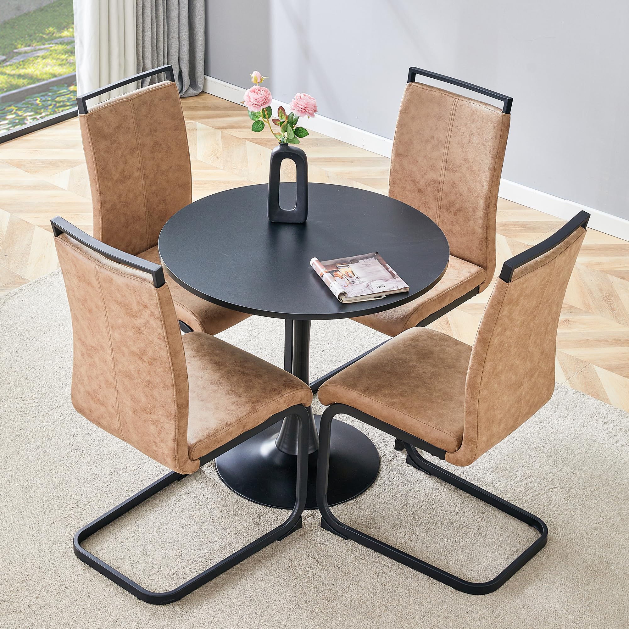 HBGA5-MAH-32 5 Piece Dining Room Table Set Includes a Round Kitchen ...
