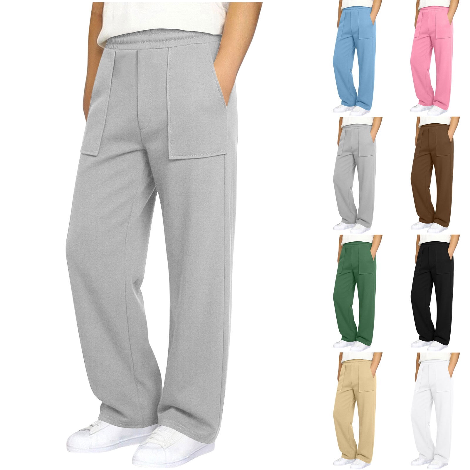 HBGVBA Boys Sweatpants School Wear,5-15 Years Solid Color Elastic Waist ...
