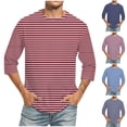 HBGVBA Casual 3/4 Sleeve T-Shirt for Men,Crew Neck Striped Athleisure T ...