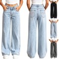 HBGVBA Girl's Casual Jeans,High Waist Wide Leg Denim Pants Bow ...