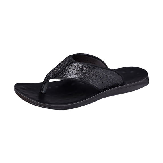 HBGVBA Men Flops Breathable Perforated Leather Soft Sole Soft Leather ...