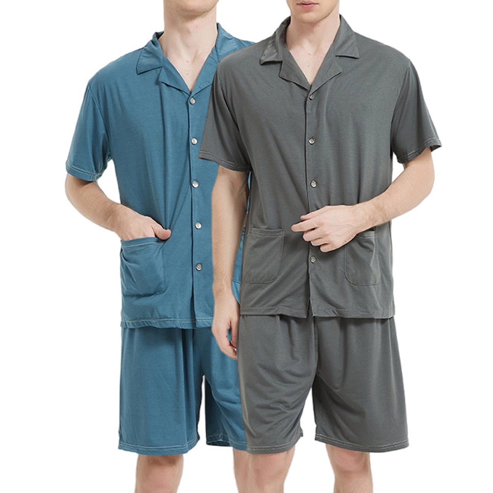 Bovxnpu Men's Pajamas Set Loungewear Sleepwear, Men Satin Silk Pajamas ...