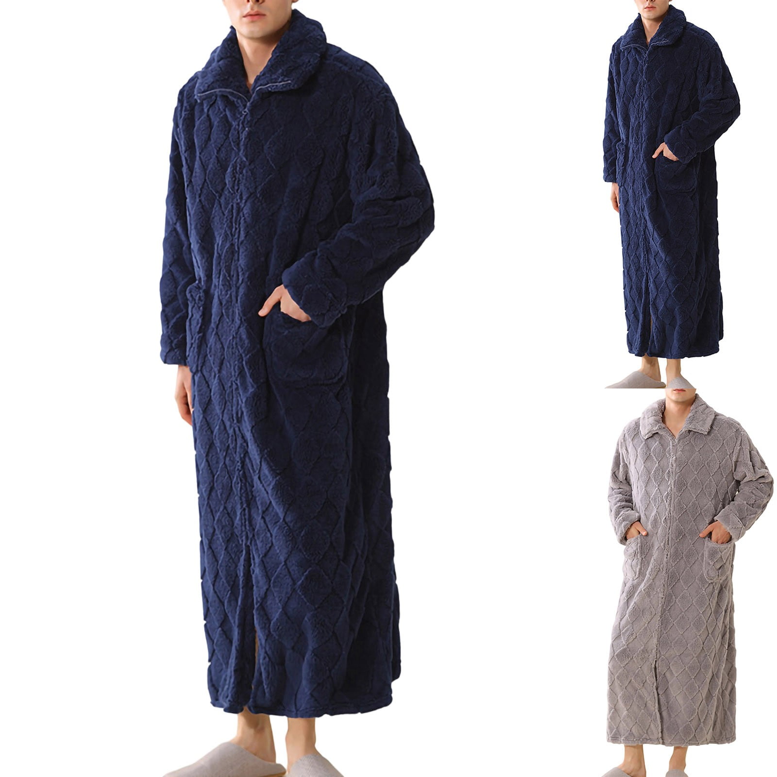 HBGVBA Mens Bathrobes, Mens Robe Full Length Plushed Robe for Men Long ...