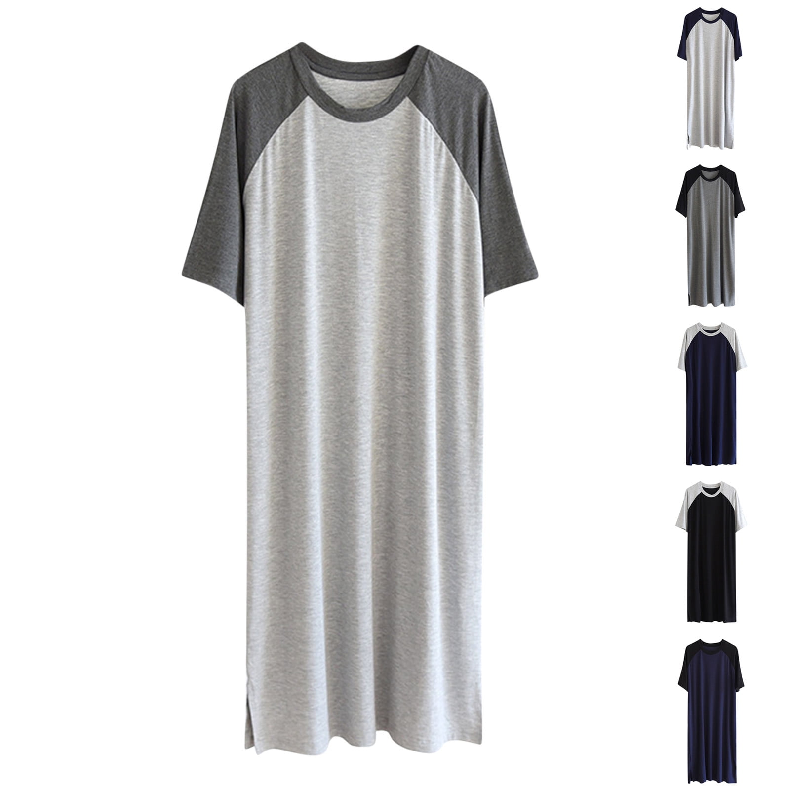 Bovxnpu Mens Nightshirt, Men's Nightshirt Short Sleeve Nightgown Soft ...