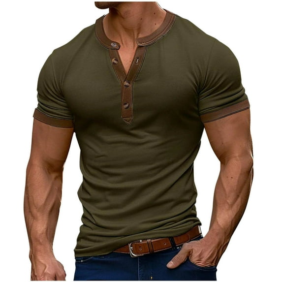 HBGVBA Shirts for Men,Men Short Sleeve Shirt,Men's Patchwork Solid ...