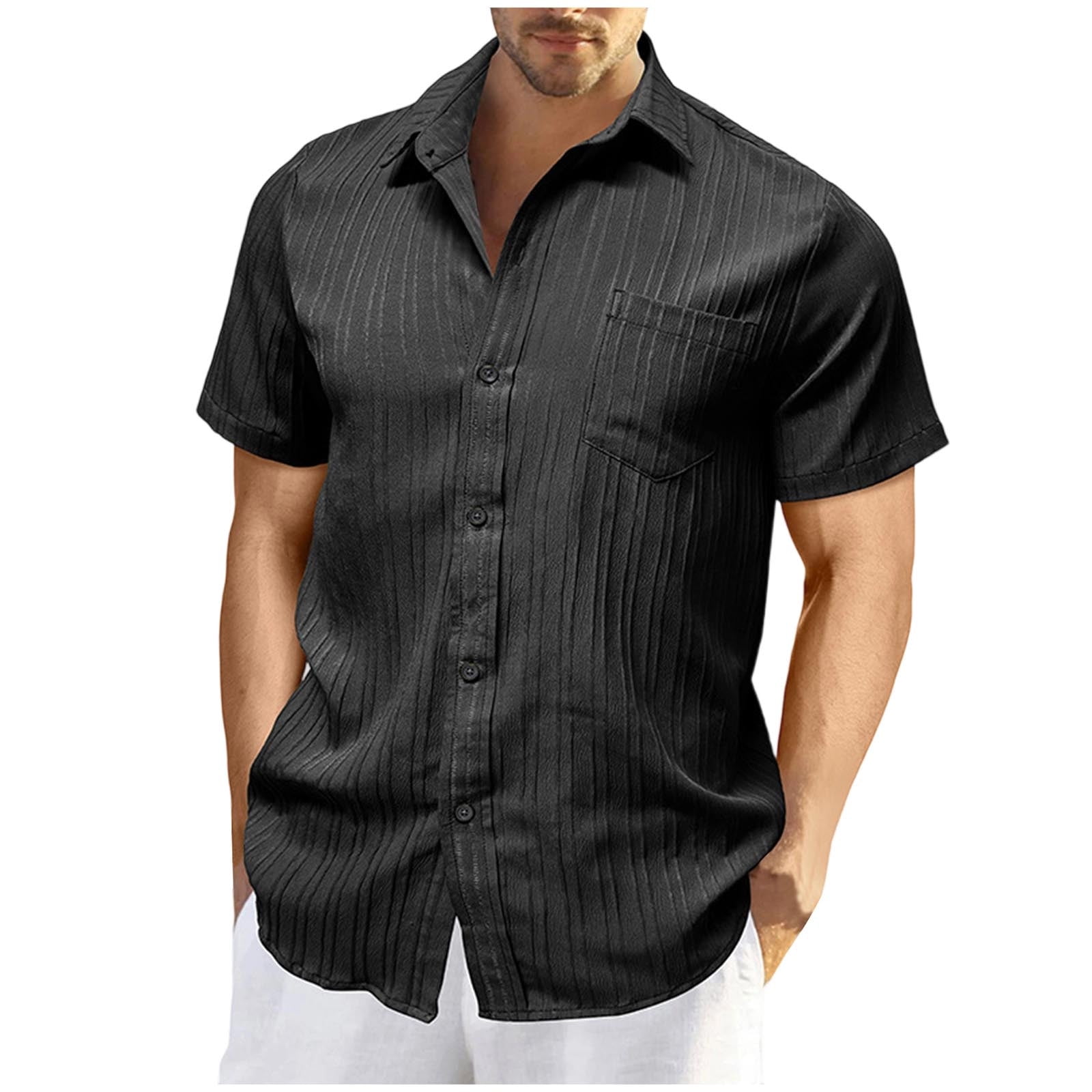 HBGVBA Short Sleeve Blouses for Men,Men's Athleisure Tops,Solid Color ...