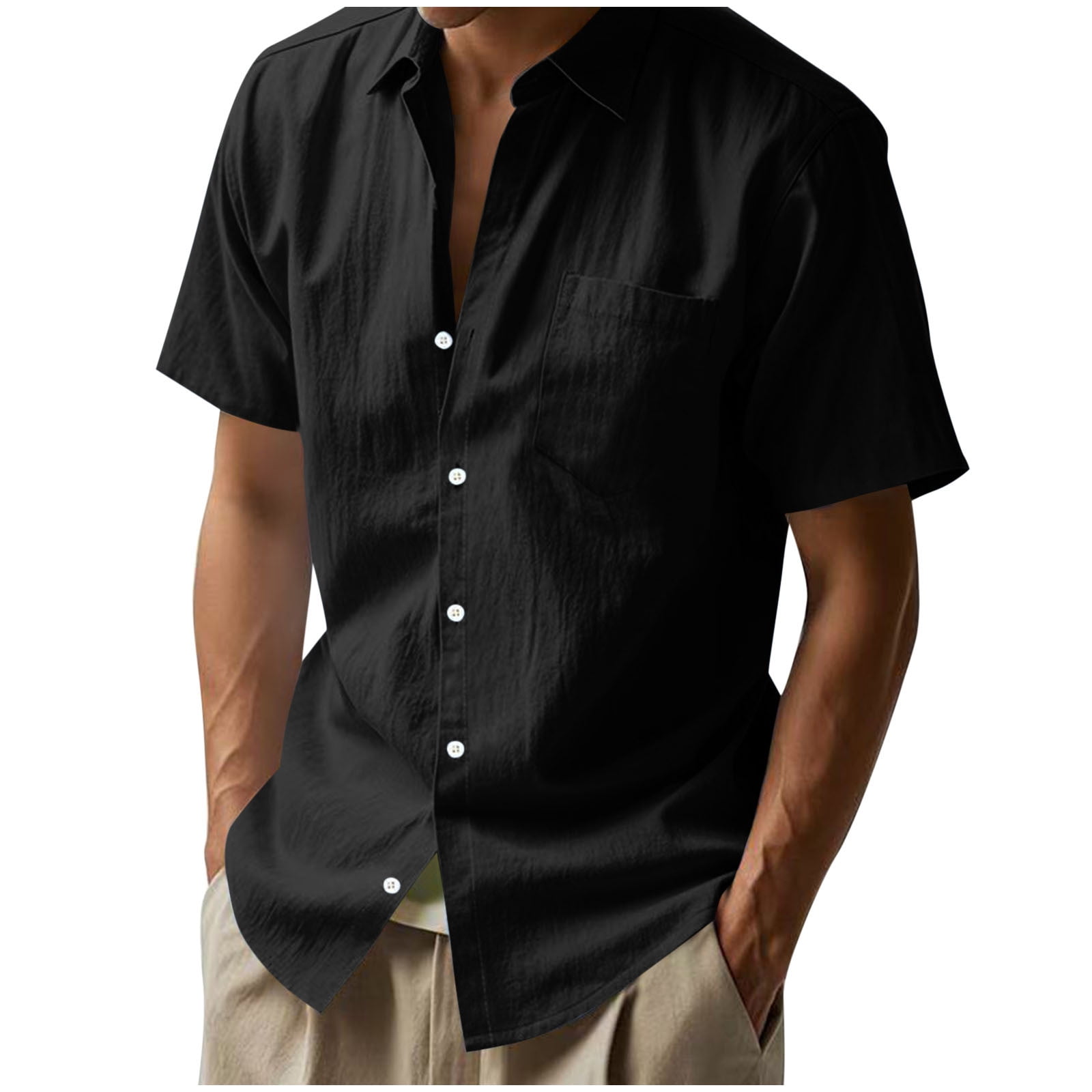HBGVBA Short Sleeve Blouses for Men,Men's Athleisure Tops,Summer Solid ...